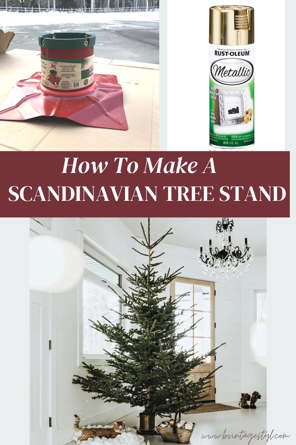 How To Make A DIY Christmas Tree Stand | B Vintage Style